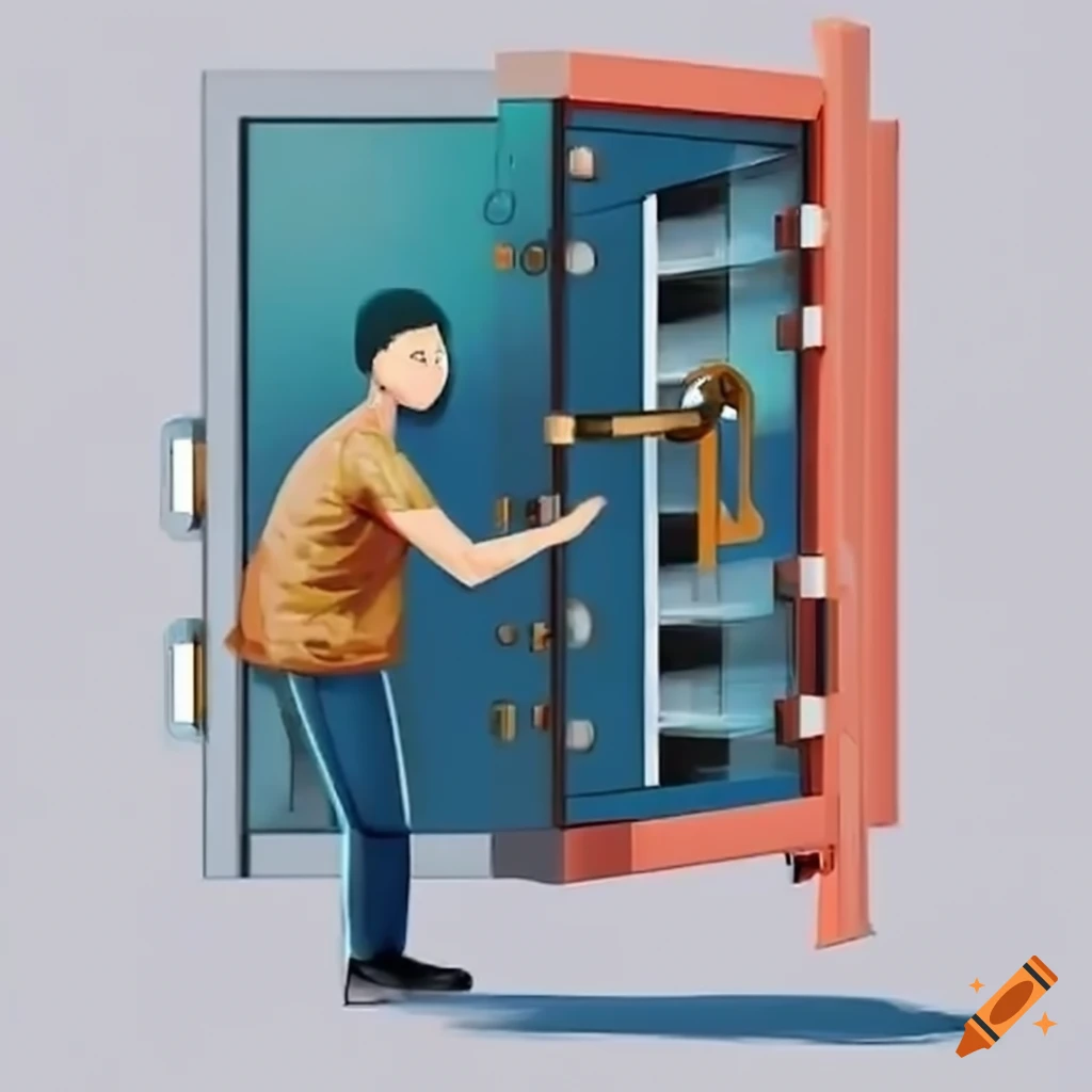 Man unlocking a safe on Craiyon