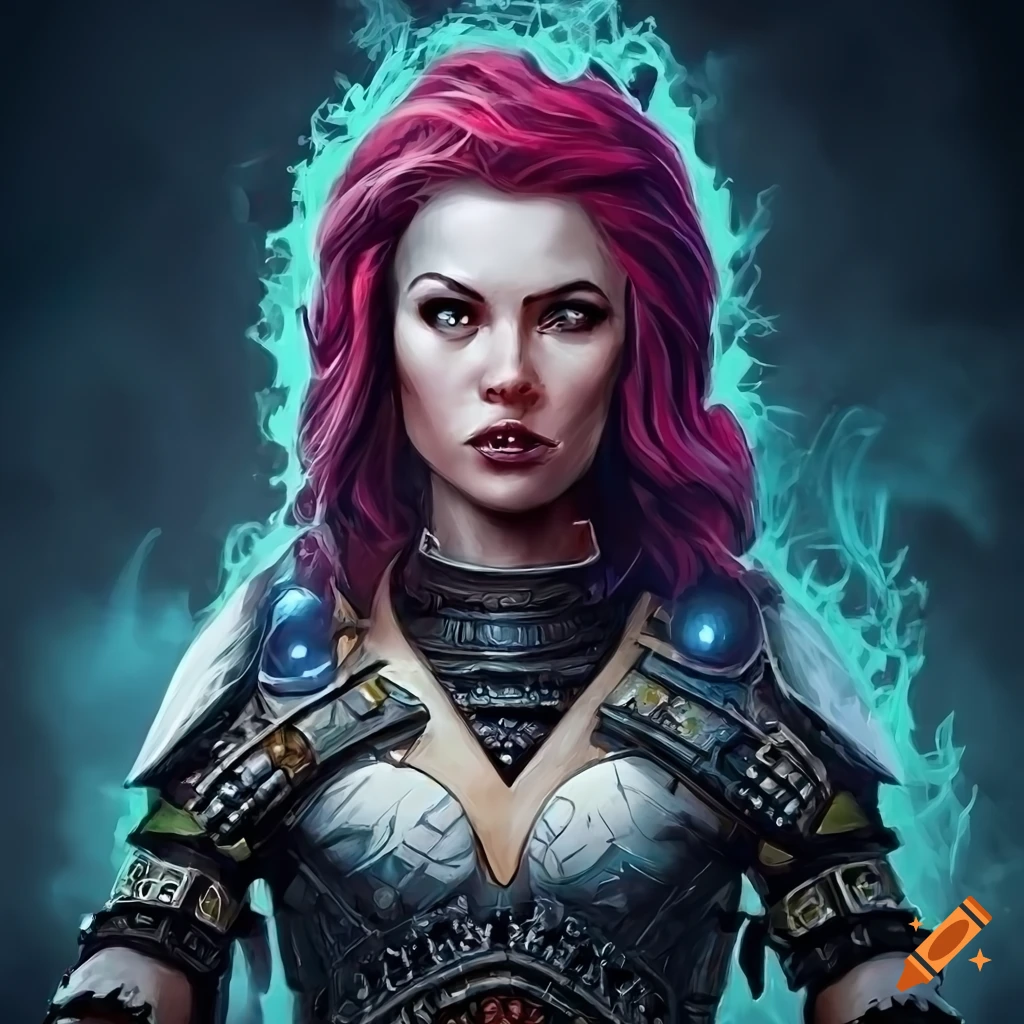 Detailed Digital Illustration Of A Female Barbarian In Sleek Armor