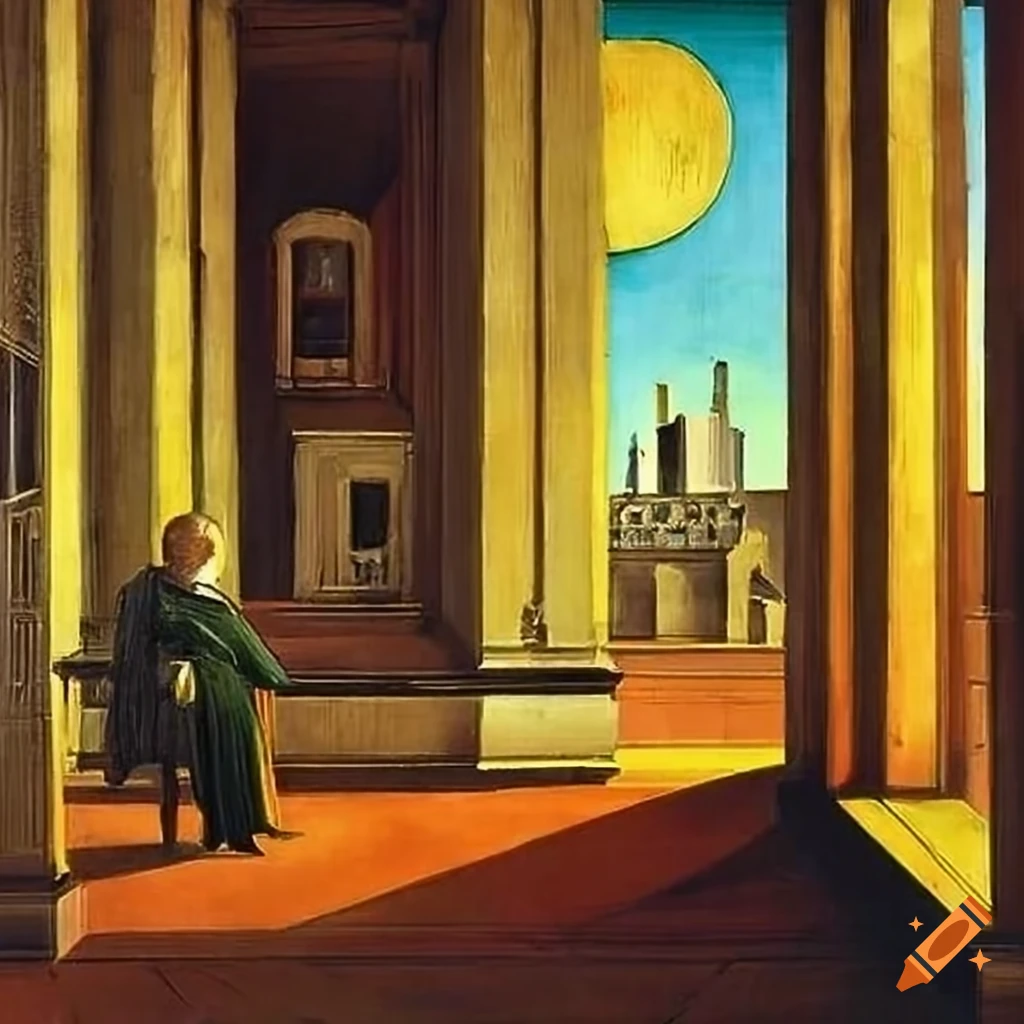 Interior of lincoln college library by giorgio de chirico