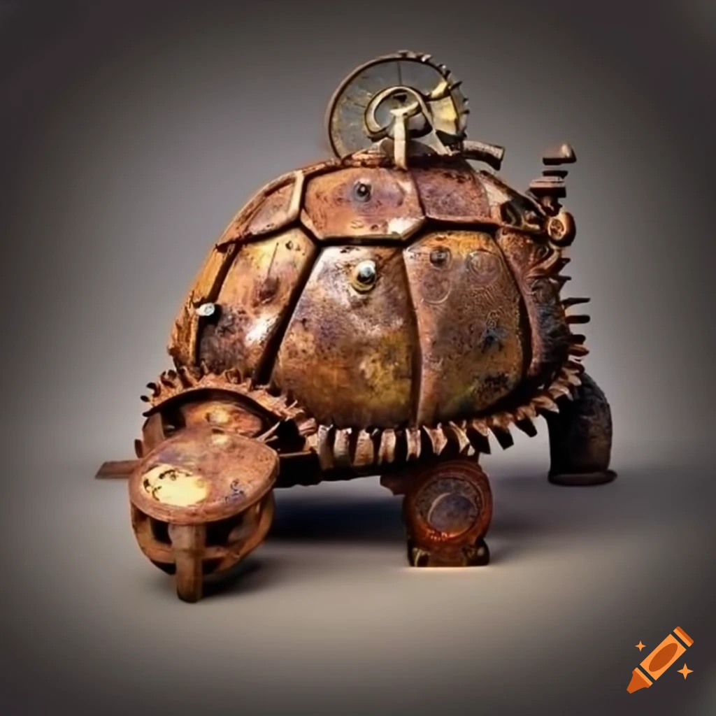 Rusty steampunk turtle machinery on Craiyon