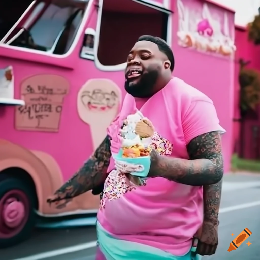 Rod wave chasing an ice cream truck on Craiyon