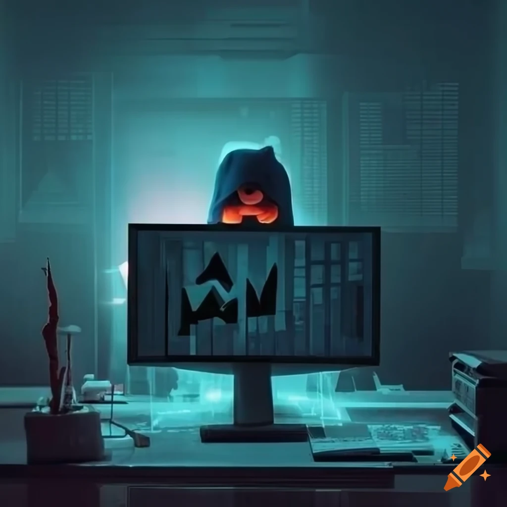 Spooky office with worker analyzing data on Craiyon