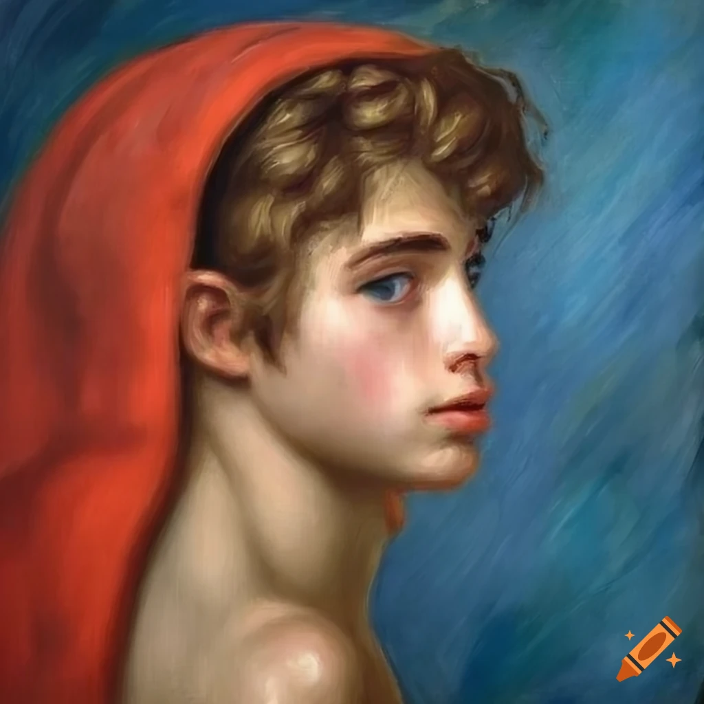 Detailed oil painting of a confident male god on Craiyon