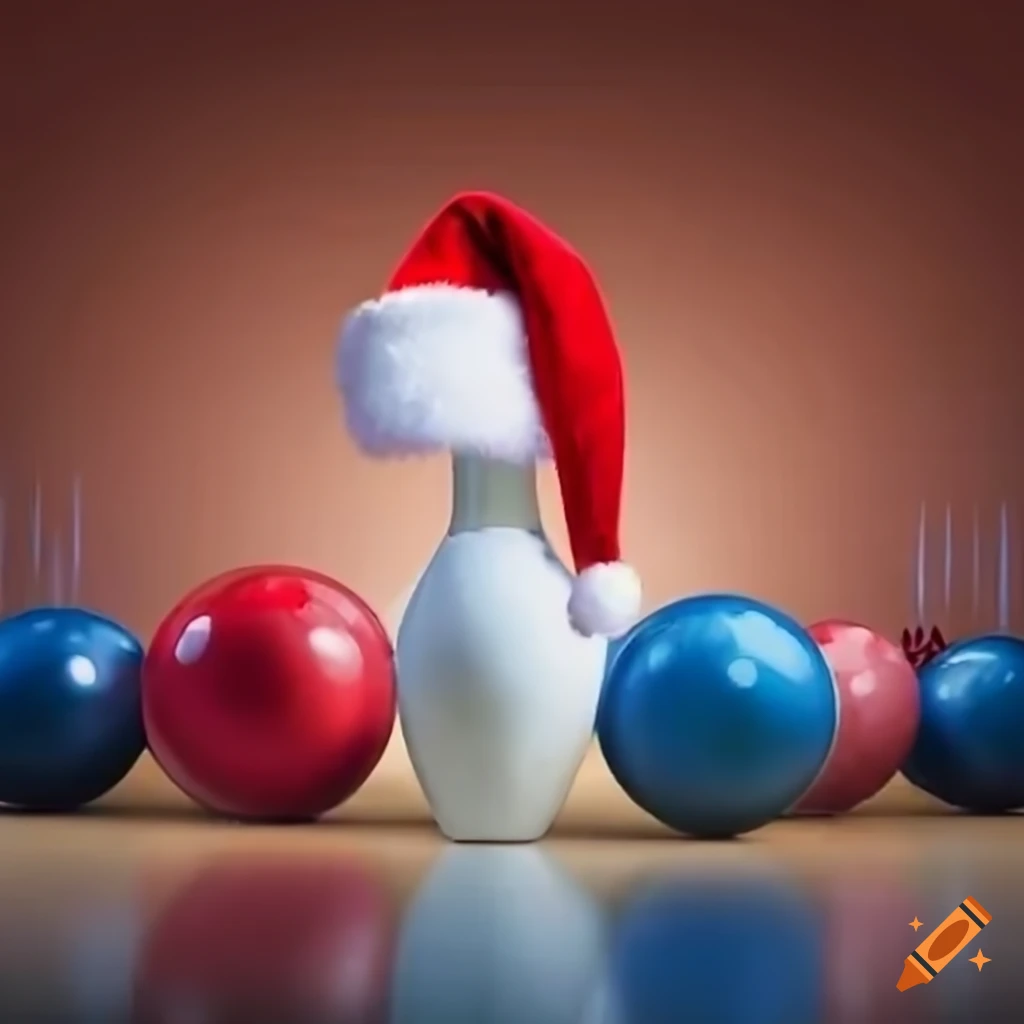 Festive bowling pin with a Santa hat on Craiyon