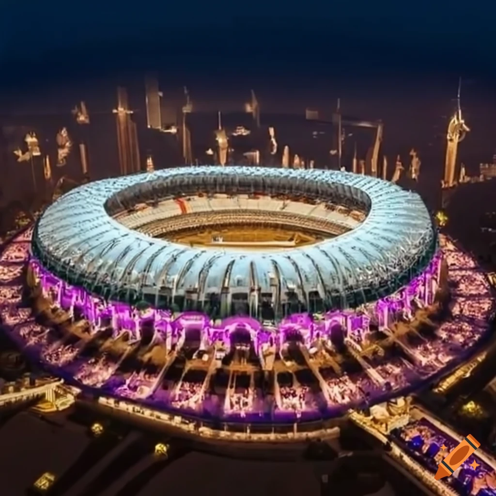 A stunning futuristic stadium with sleek architectural design on Craiyon