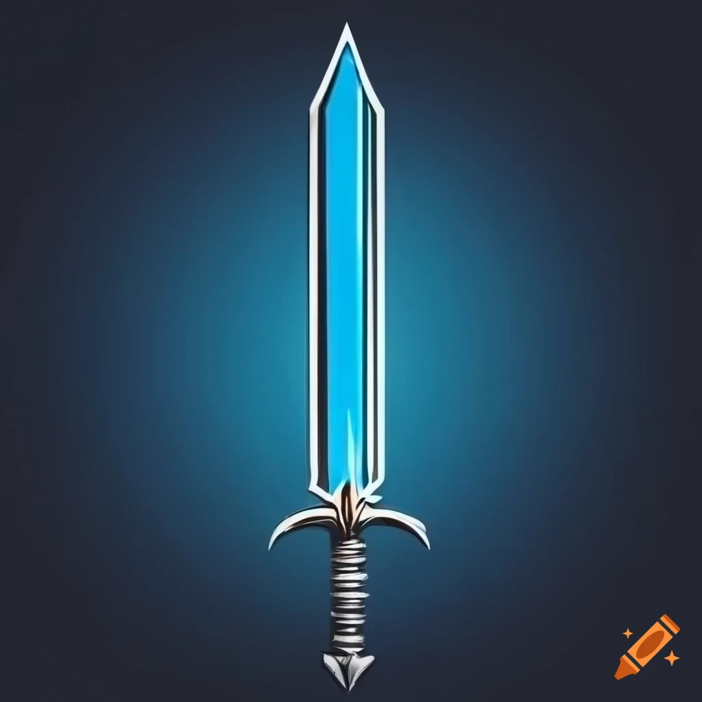 Blue sword logo with wings on Craiyon