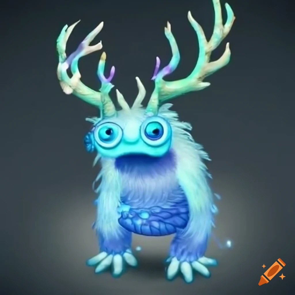 Artistic depiction of a mythical fluffy insect with antlers