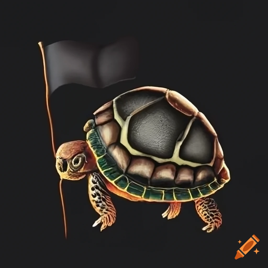 Turtle with black flag