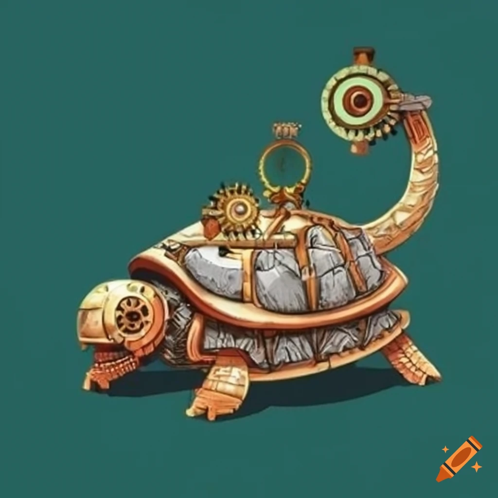 Steampunk turtle-shaped machinery on Craiyon