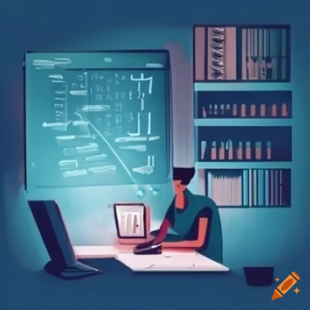 Accountant analyzing statistics on computer on Craiyon