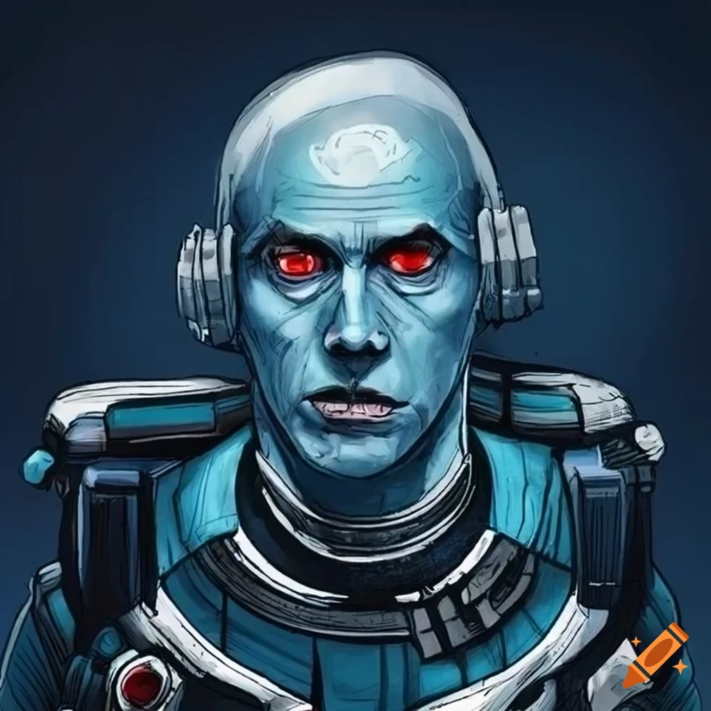 Fan art depiction of Adam Driver as Mr. Freeze on Craiyon