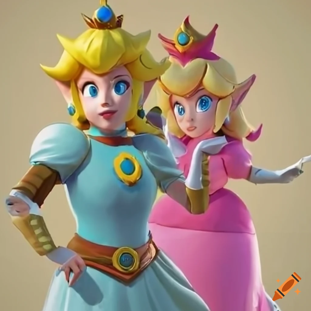 Cosplay of princess peach and link in swapped costumes on Craiyon