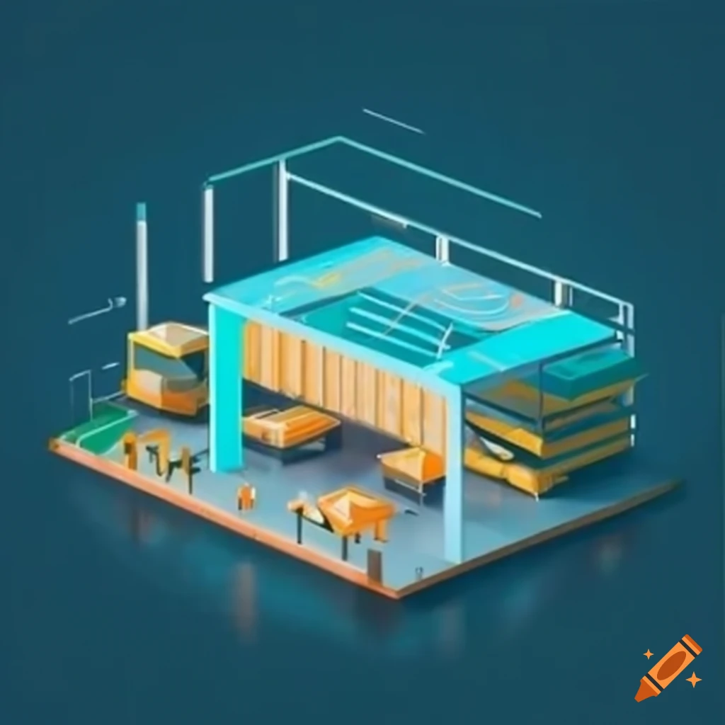 Innovative warehouse design with outdoor integration on Craiyon