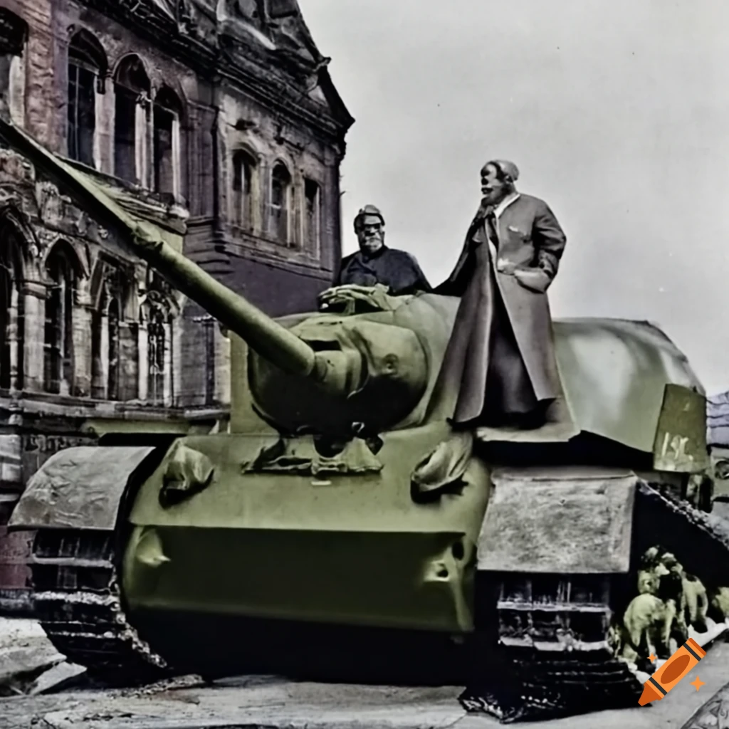 Artwork of lenin on a tank on Craiyon