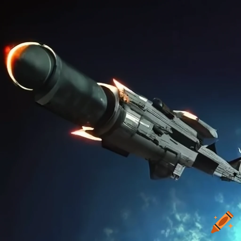 Spaceship armed with guns and missiles on Craiyon