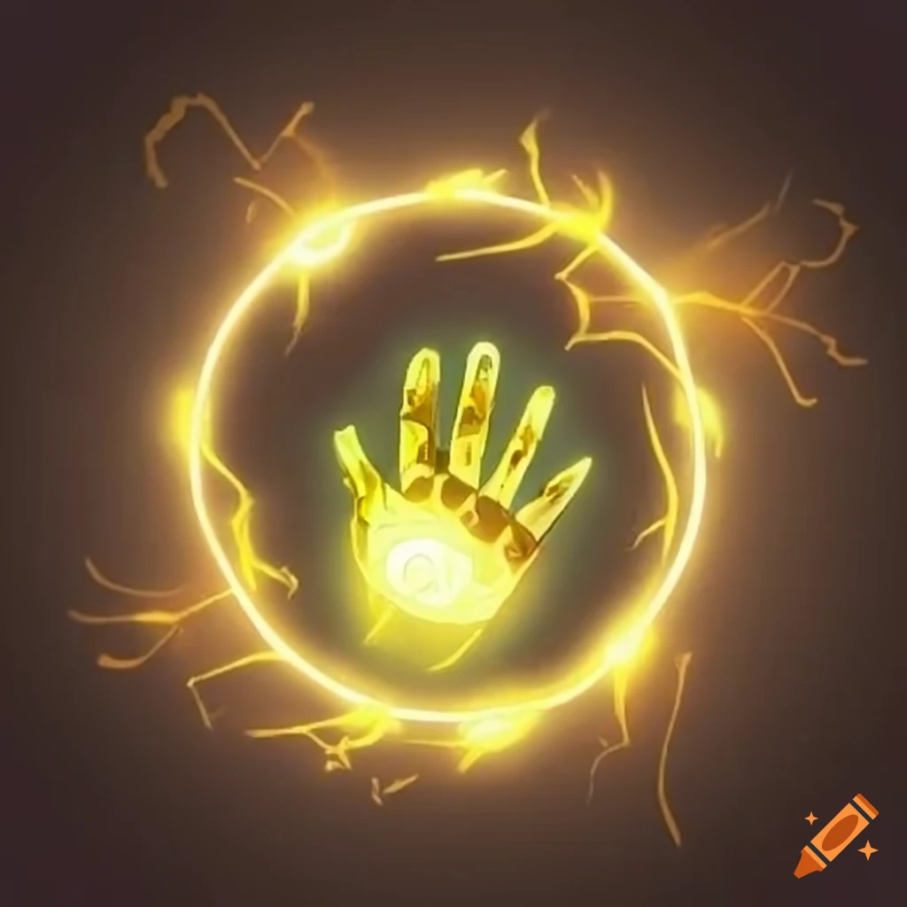 Abstract artwork with glowing yellow circle and symbols on Craiyon