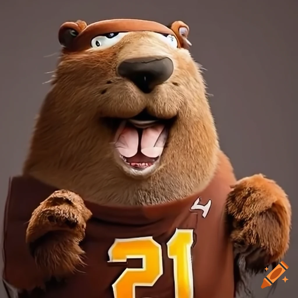 College mascot gopher with a tired expression
