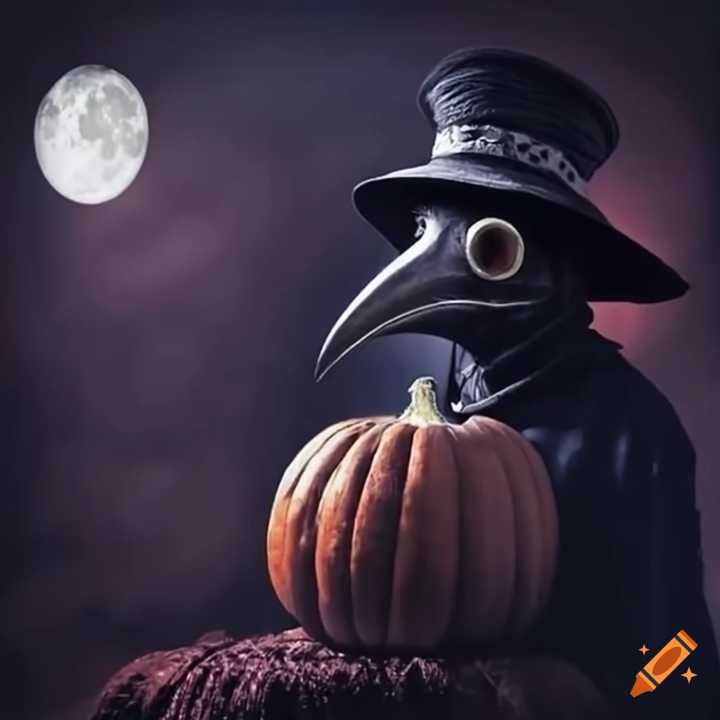 Cute bird hatching from an egg with a plague mask on Craiyon