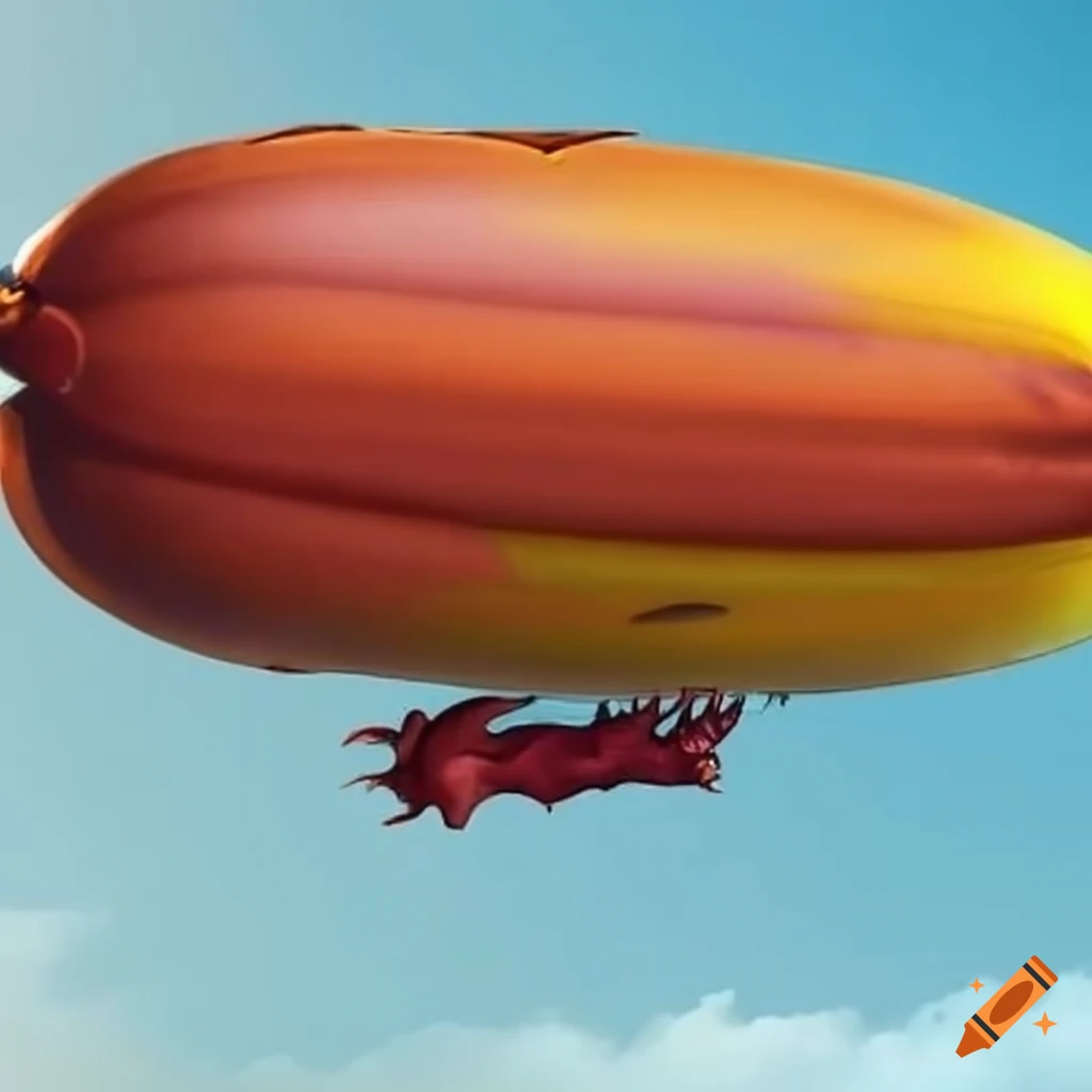 Dragon-shaped blimp flying in the sky on Craiyon