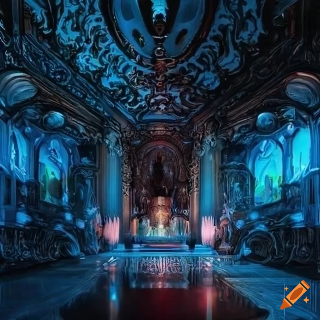 Mind-bending artwork of interconnected dimensions in a mansion