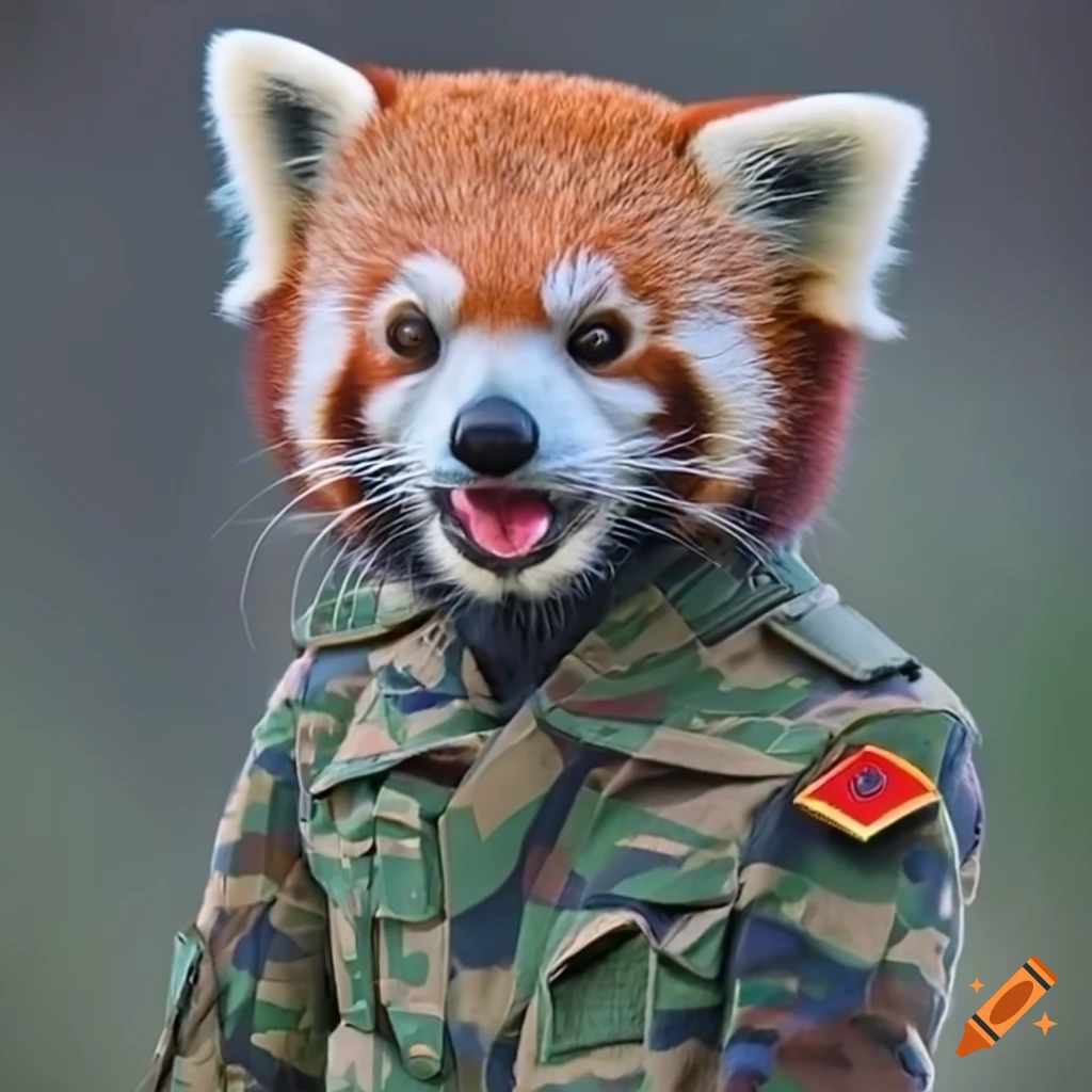 Red panda dressed in military uniform on Craiyon