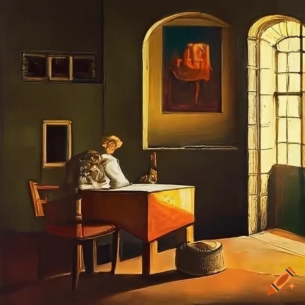 Unusual cafe scene with people, inspired by salvador dalí on Craiyon