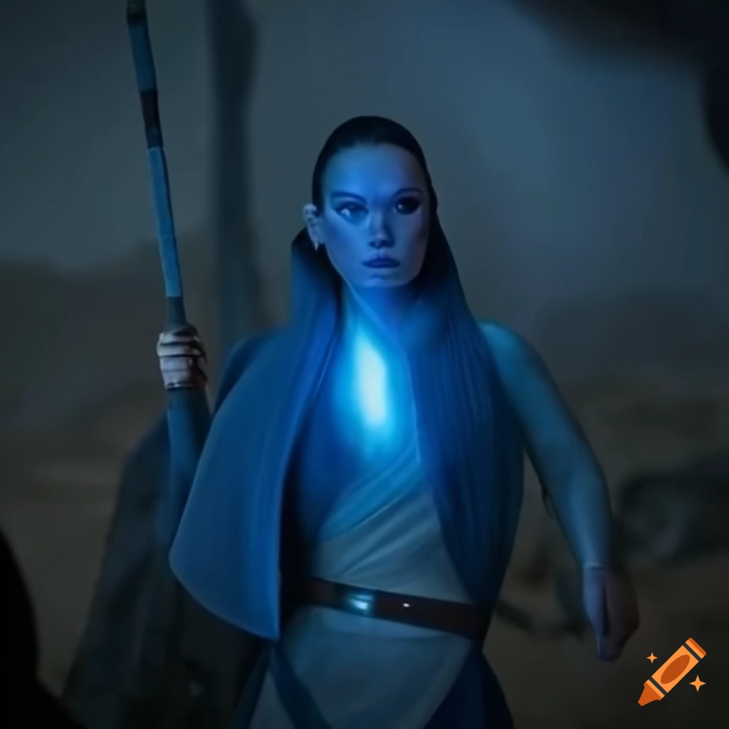 Rey Skywalker running in desert with a predator humanoid following on ...