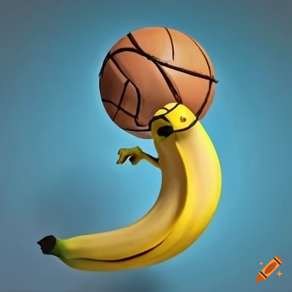 Animated banana playing basketball on Craiyon