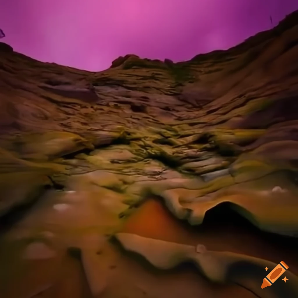 Colorful alien village hidden in a ravine