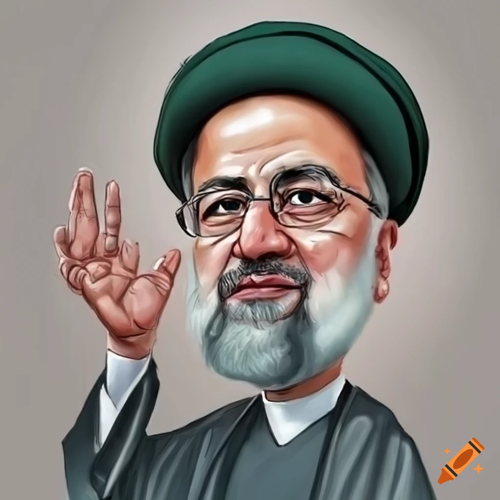 Caricature of Ebrahim Raisi with a shoe sole on Craiyon