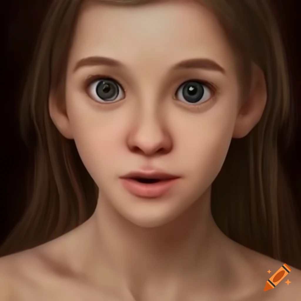 Realistic portrait of a woman transforming into an animated character ...