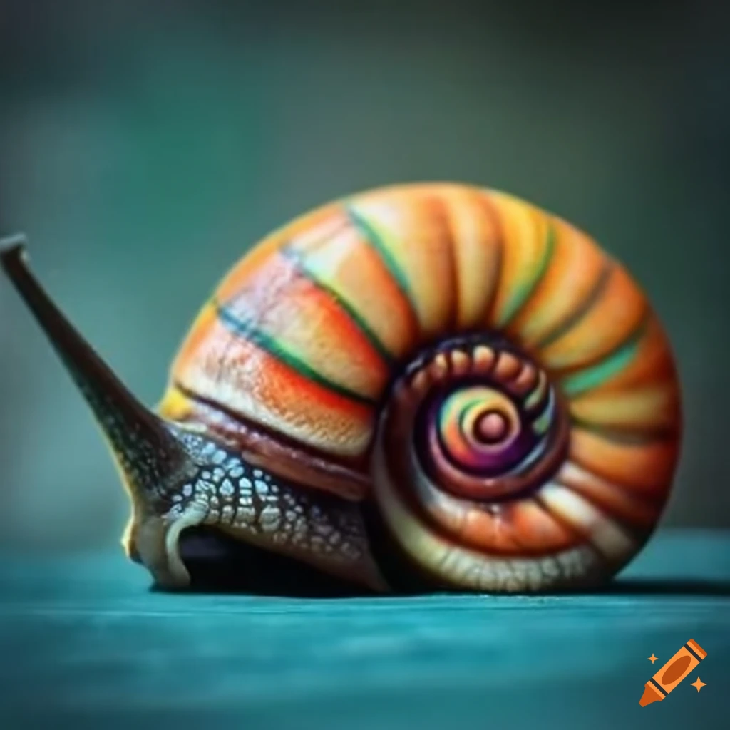 Psychedelic snail with a smoking pipe