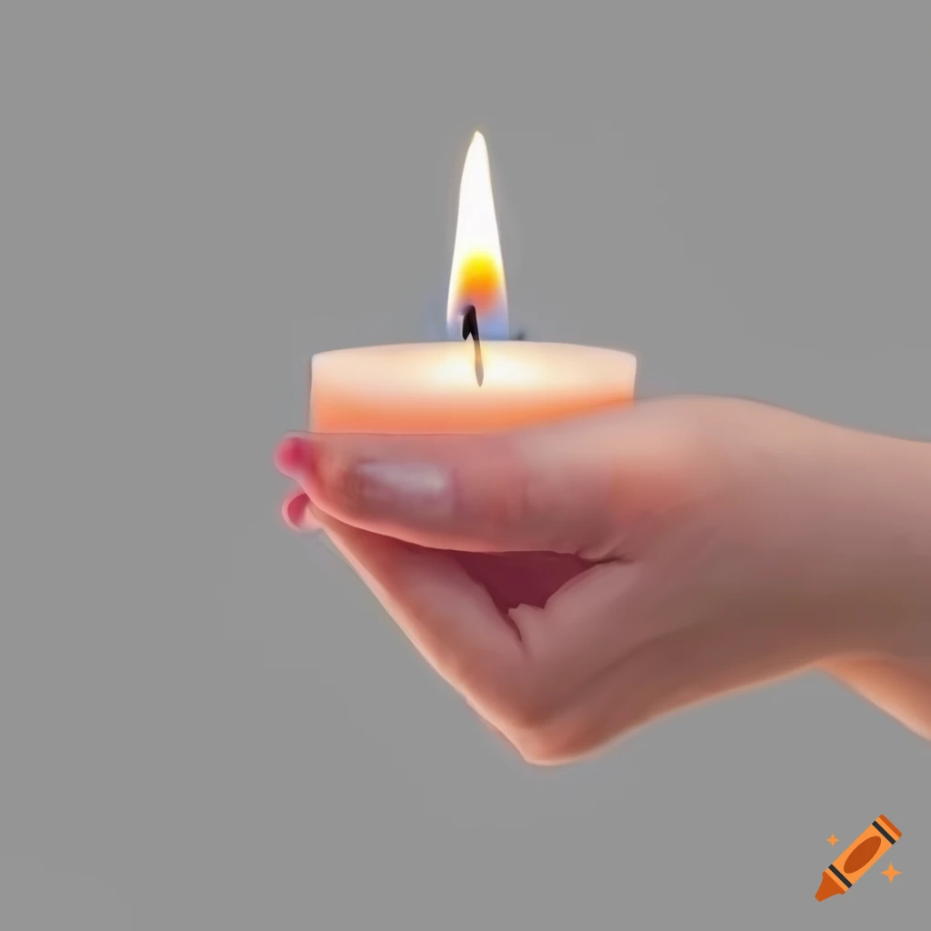 White background with a candle in hand