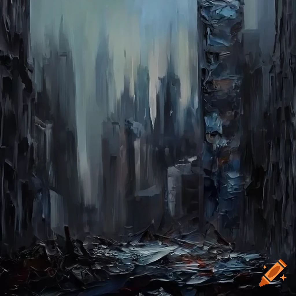 Painting of a collapsed city on Craiyon