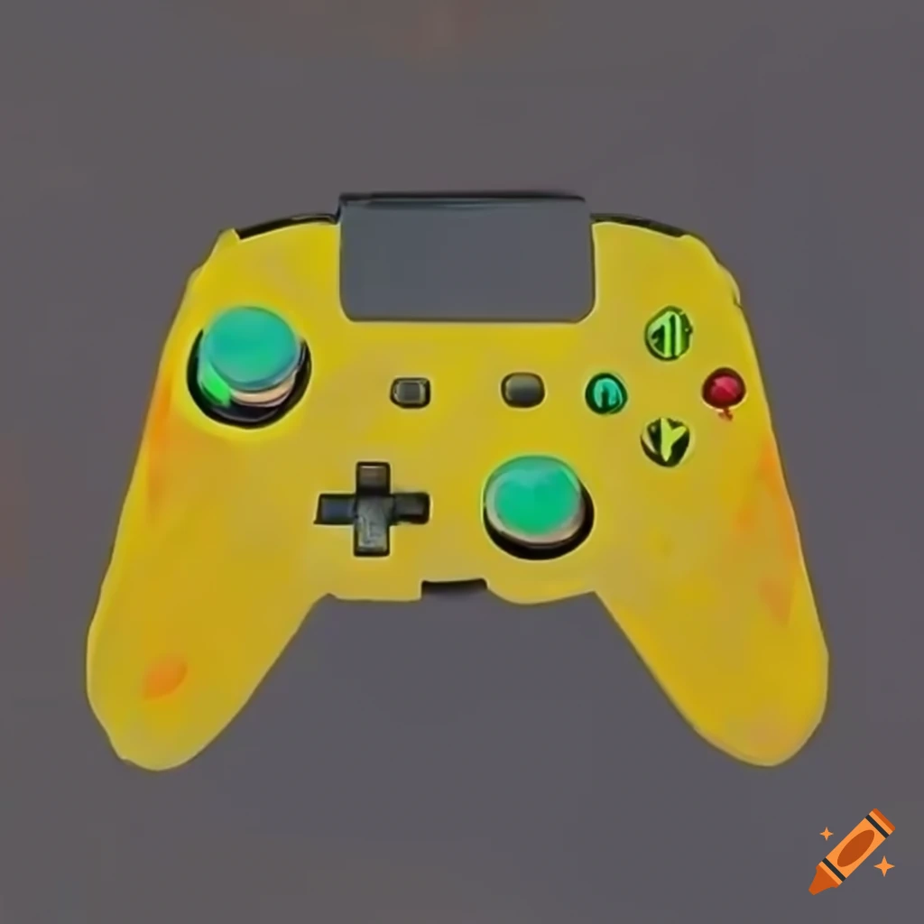 Yellow gamepad on blue background on Craiyon