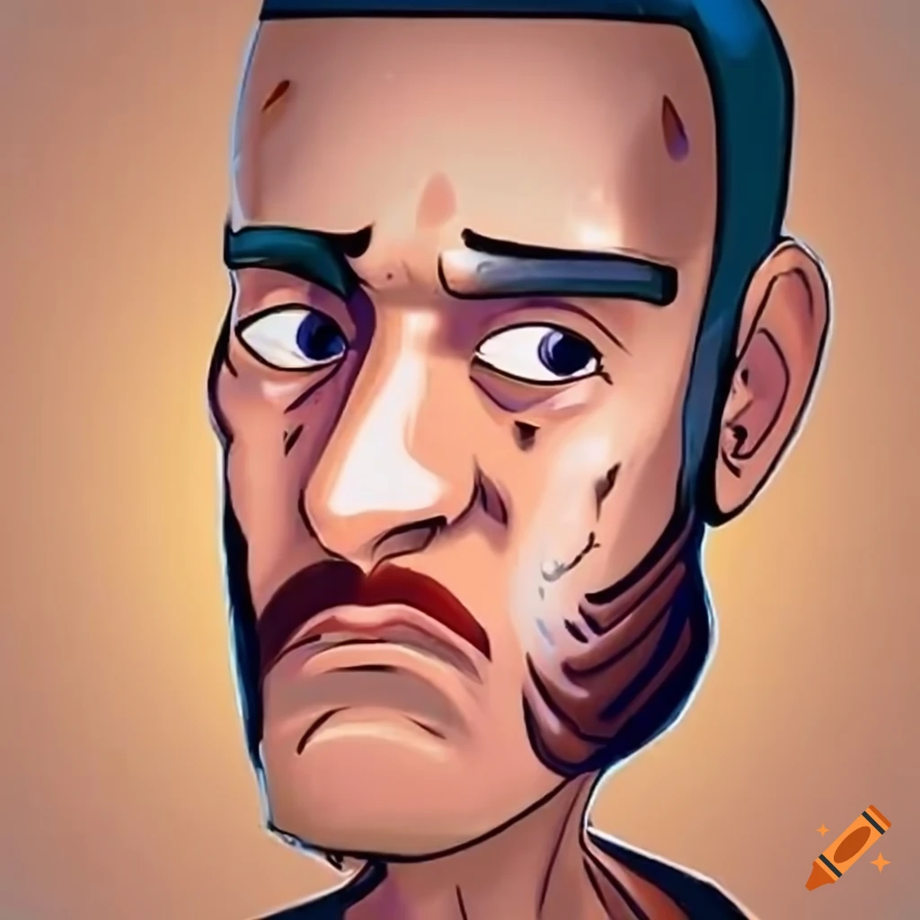 Sketch Of A Man With Scar On Face