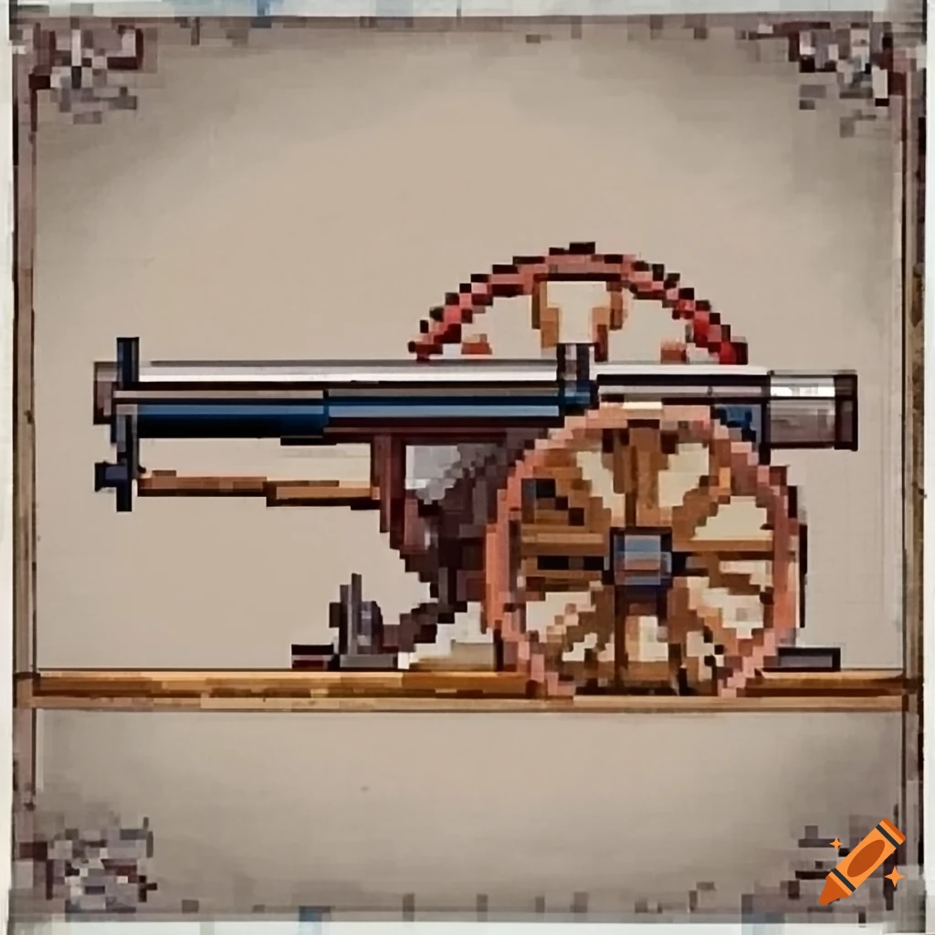 Pixelart of an antique gatling gun on Craiyon