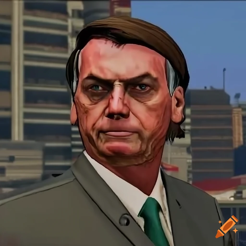 Satirical image of Bolsonaro in GTA 4 on Craiyon