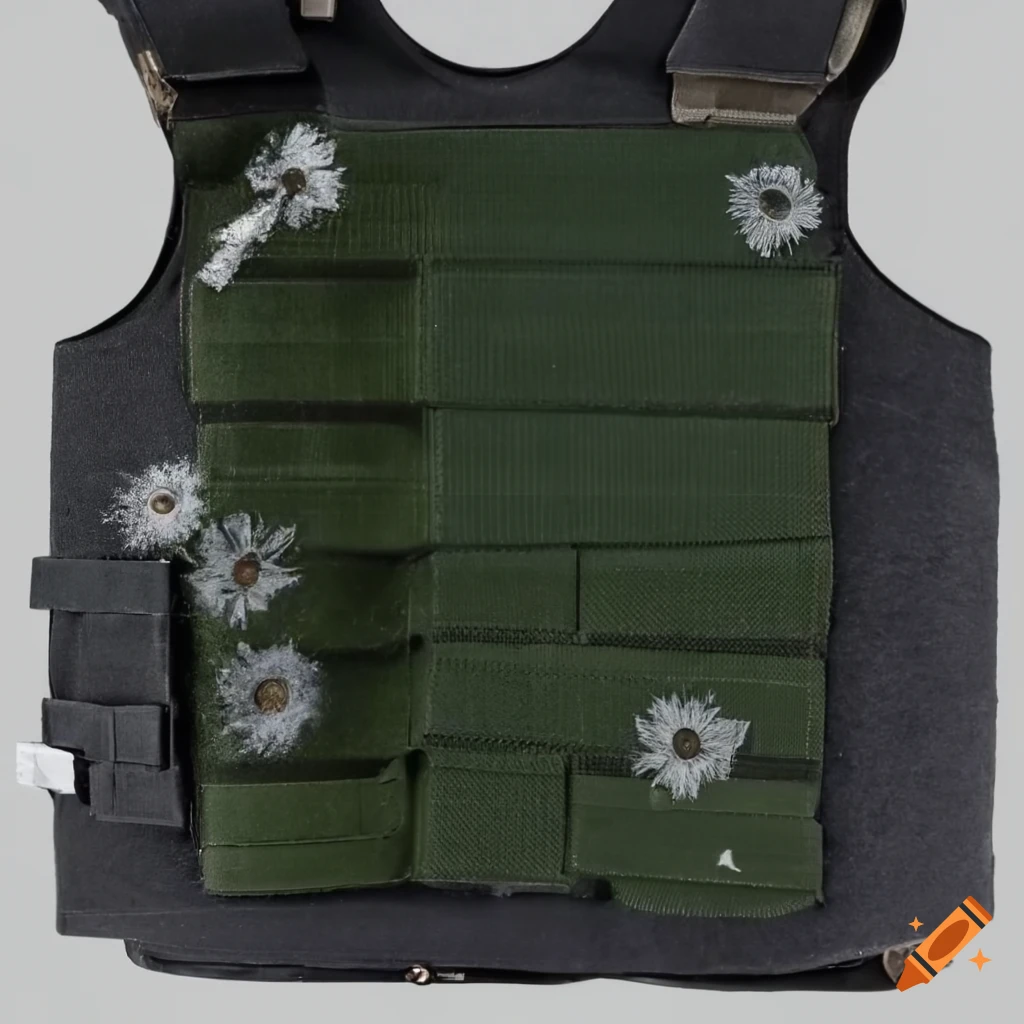 Bulletproof vest with visible bullet holes