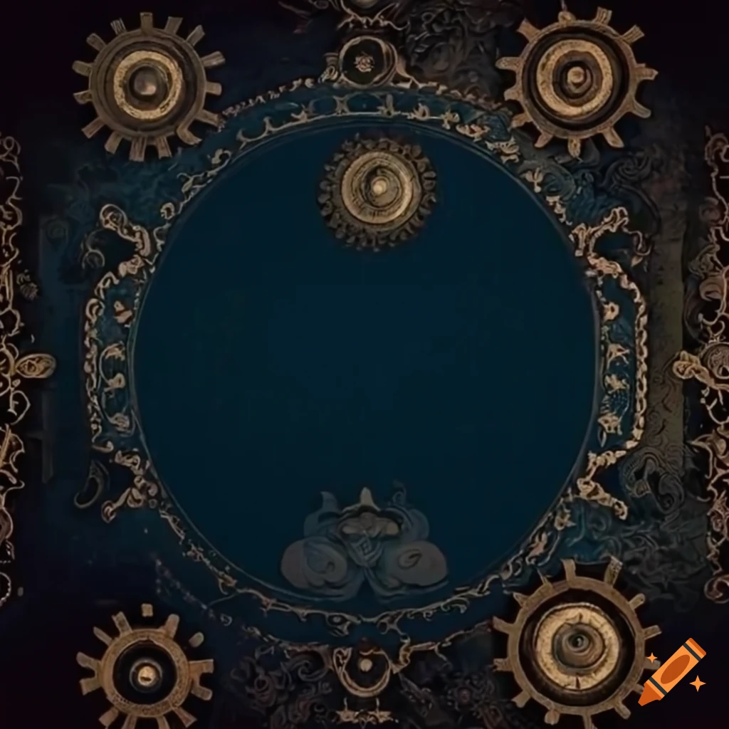 Top down view of marble table with adventuring gear in inca style on ...