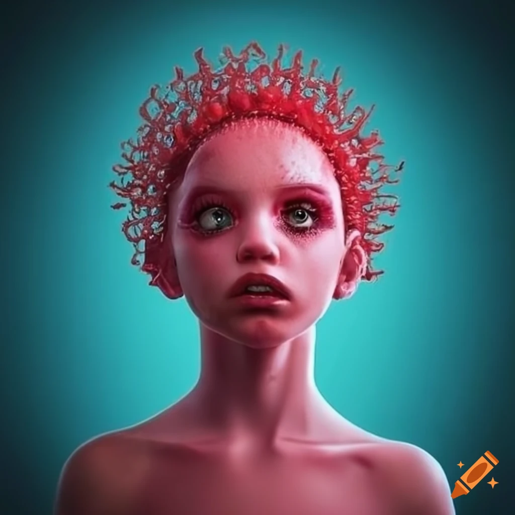 Illustration Of A Girl With Strawberries On Her Face