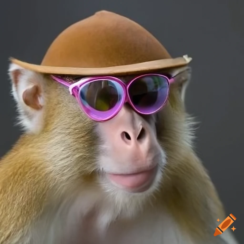 Monkey wearing a tophat and sunglasses on Craiyon