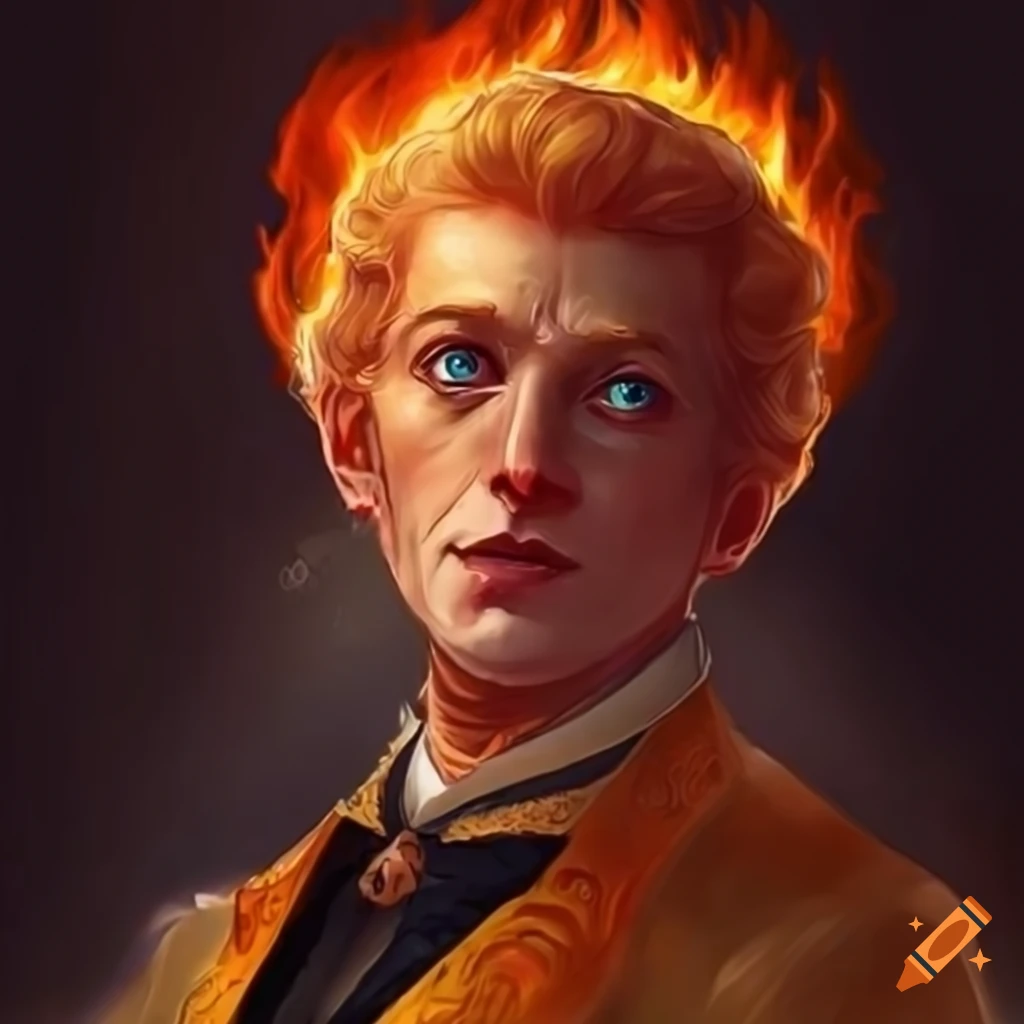 Aziraphale with a flaming sword
