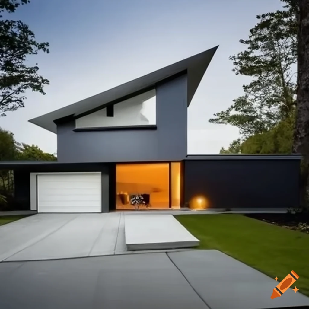 Front view of a modern house on Craiyon