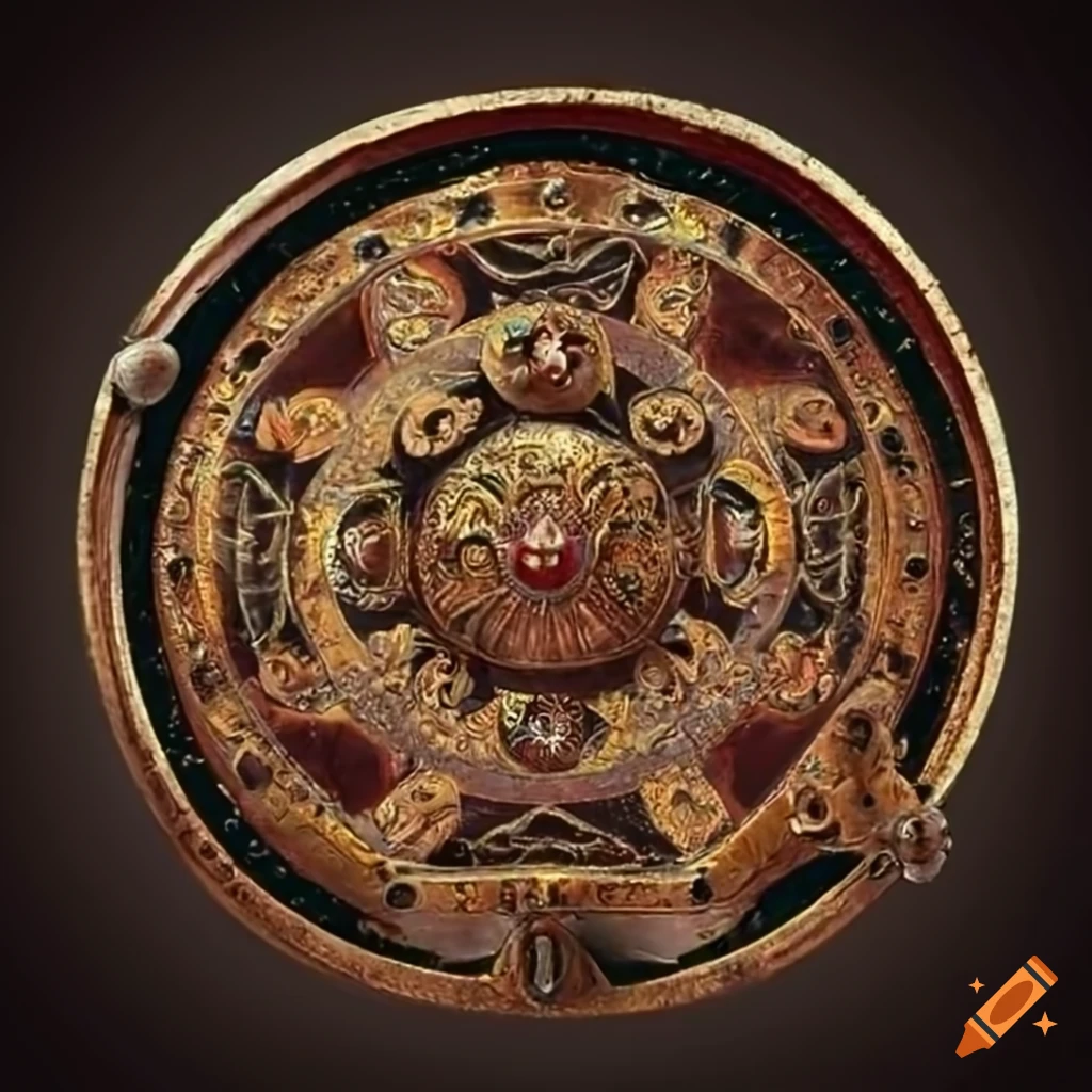 Detailed shield with sparkling borders and constellations on Craiyon