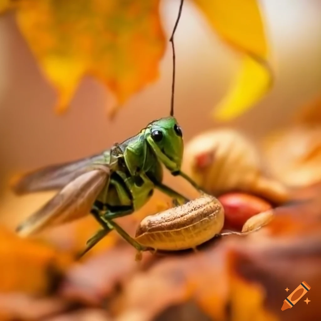 Colossal insect on a surreal skyline in macro shot on Craiyon