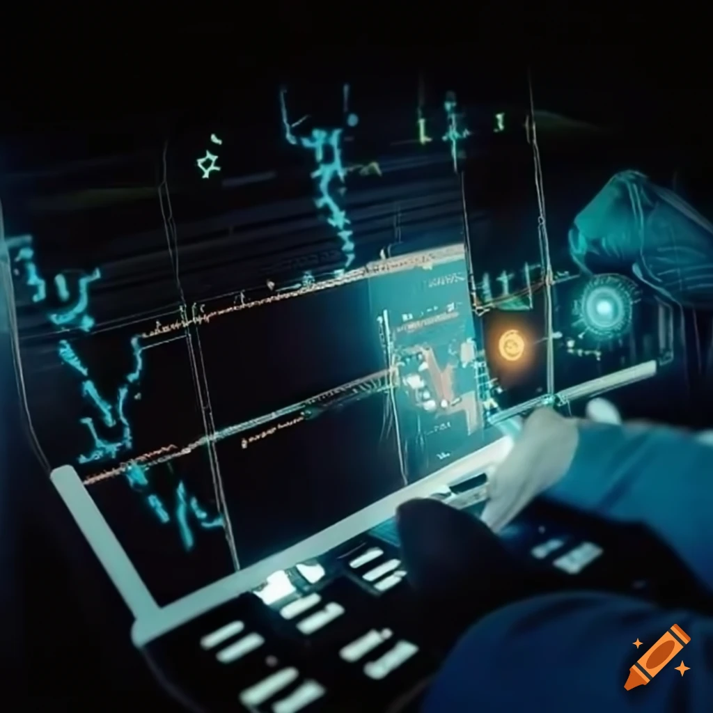 Trader analyzing operation statistics for trading strategy on Craiyon