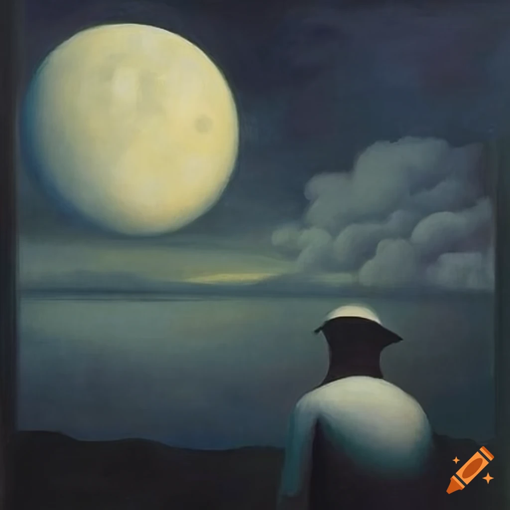 Painting titled 'moon' by rene magritte on Craiyon
