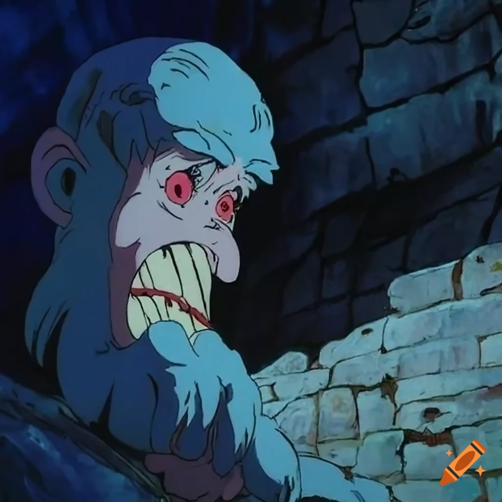 Anime artwork of a shackled demon in a dungeon on Craiyon