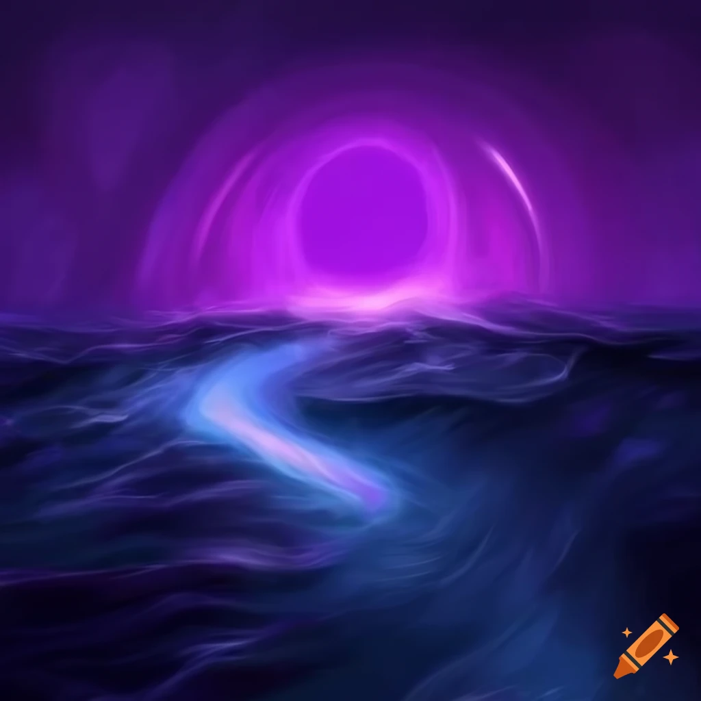 Detailed painting of a river in a starry astral sea